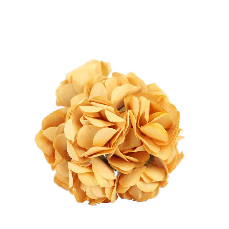 144 Gold Mini Craft Flower Roses | tableclothsfactory.com