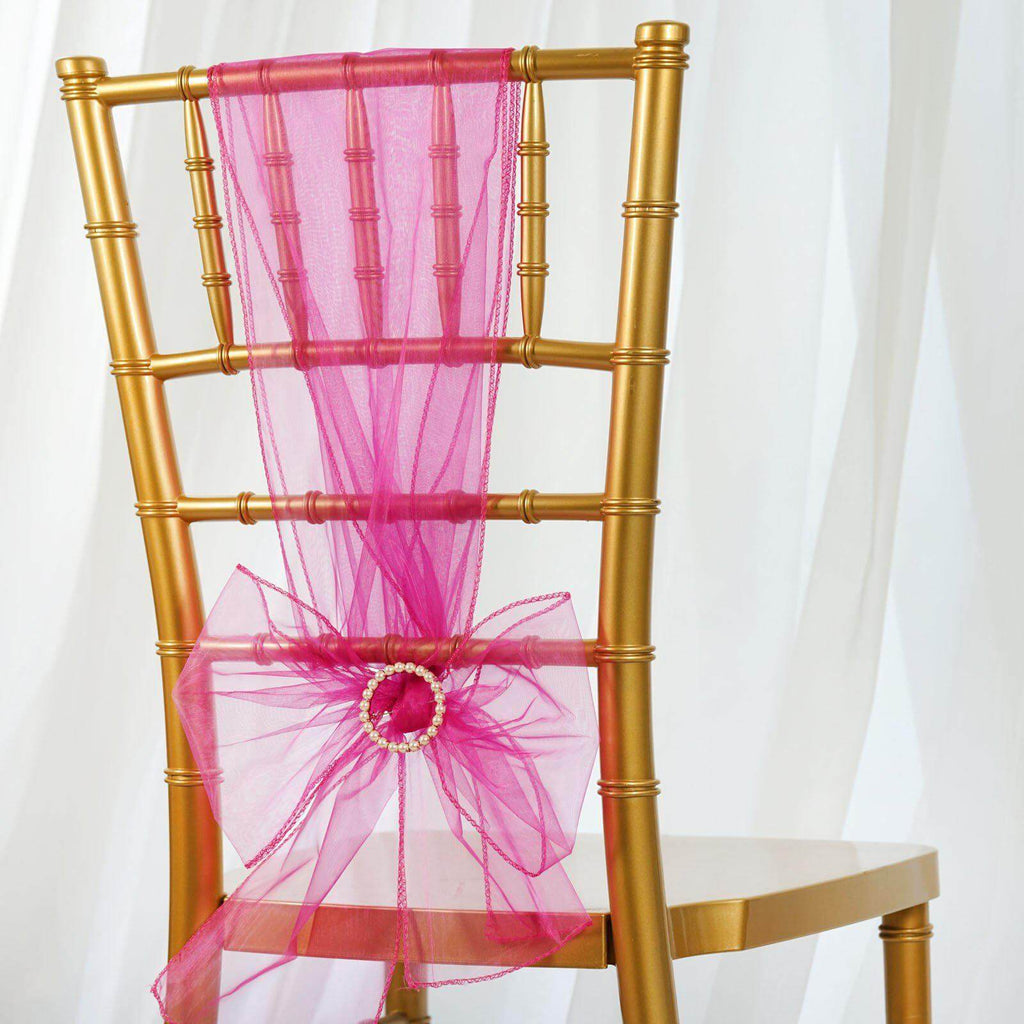 Organza Chair Sashes 6"x108" Fuchsia by TableclothsFactory.com