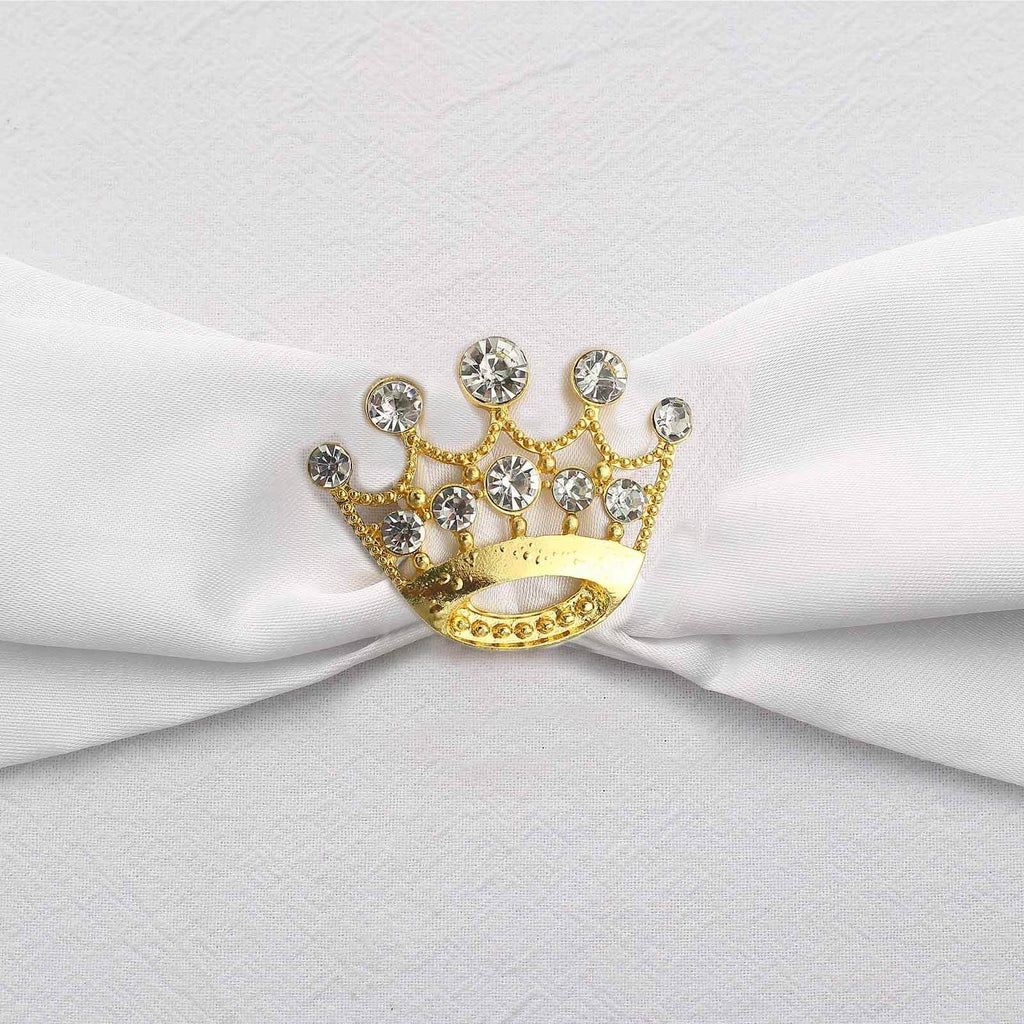 Rhinestone Crown Sash Buckle 2" Gold by TableclothsFactory.com