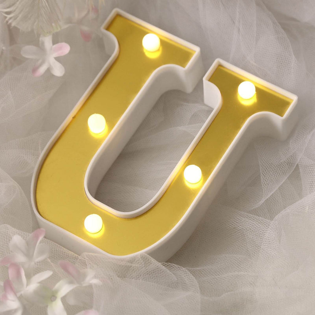 6" LED Marquee Letter "U" Gold by TableclothsFactory.com