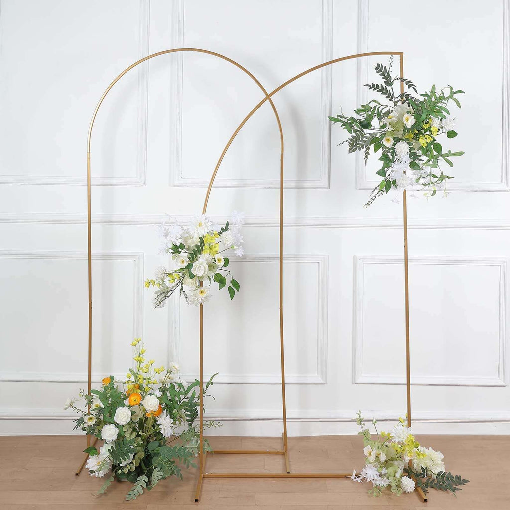 7ft Gold Metal Half Moon Floral Wedding Arch