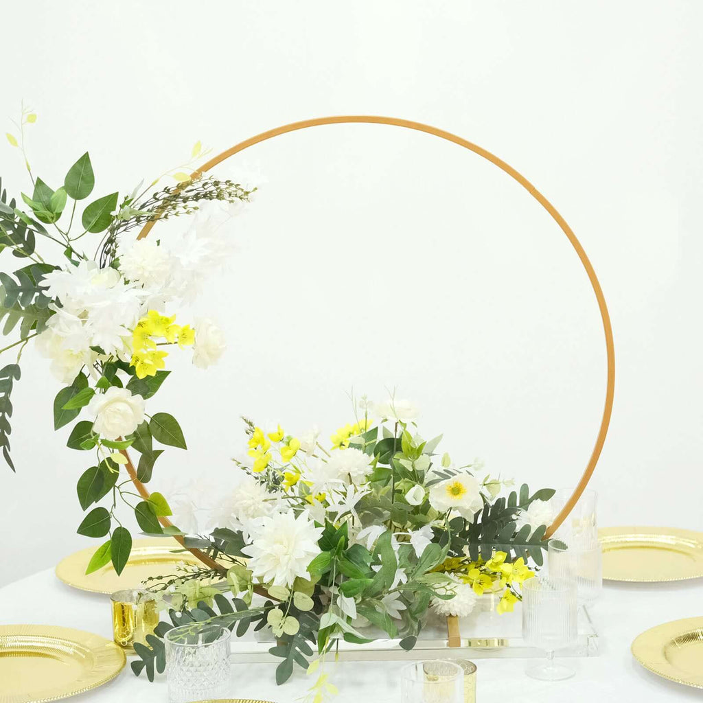 28" Gold Metal Round Hoop Wedding Centerpiece