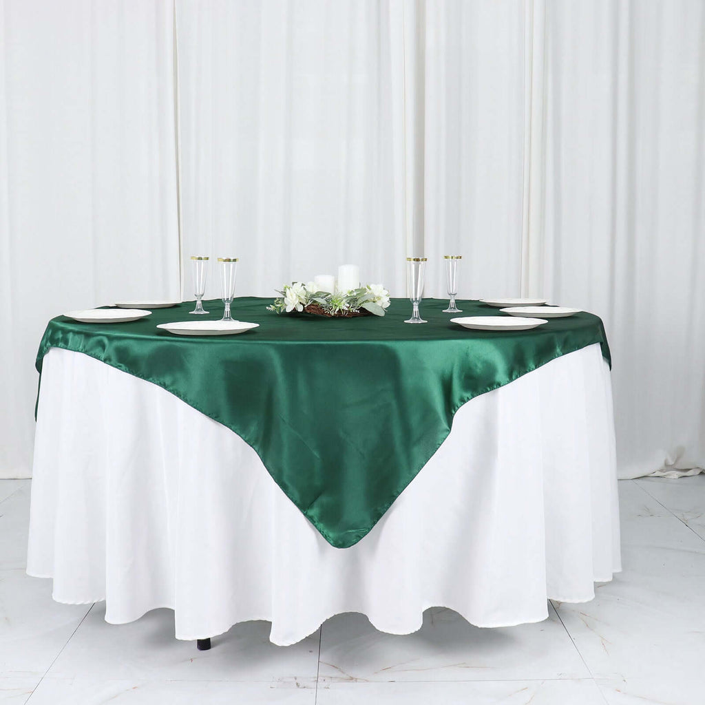 Satin Overlay 60"x60" Emerald Green by TableclothsFactory.com