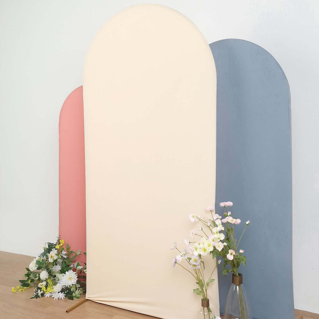 7ft Matte Beige Spandex Backdrop Cover | tableclothsfactory.com