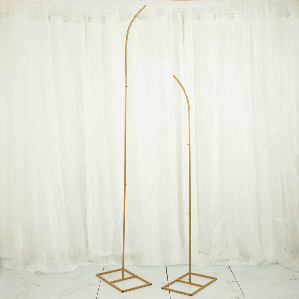 Set Of 2 | Gold Metal Curved Top Backdrop Stands