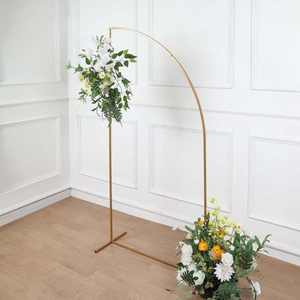 6ft Gold Metal Half Moon Floral Wedding Arch