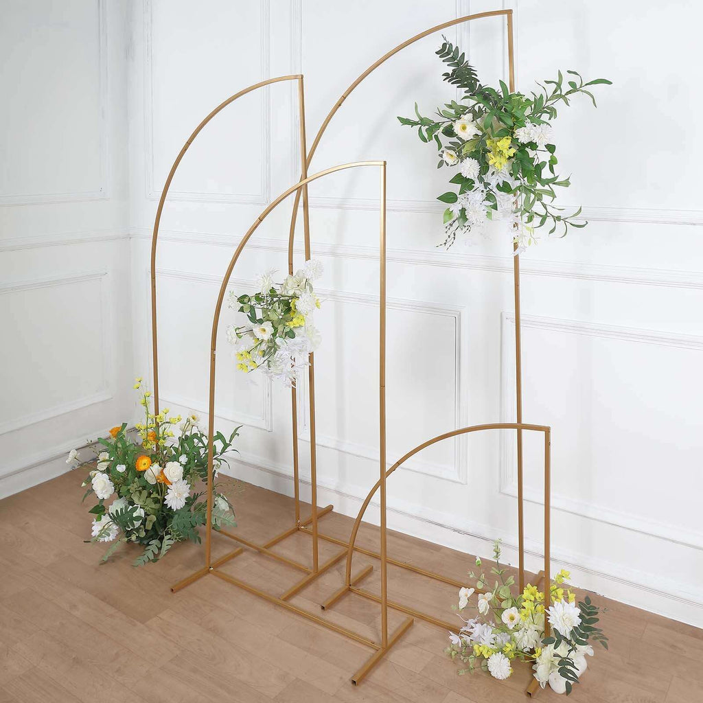 5ft Gold Metal Half Moon Floral Wedding Arch