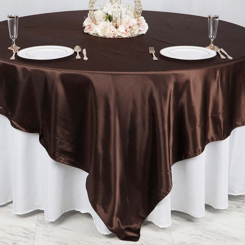 Satin Overlay 90"x90" Chocolate by TableclothsFactory.com