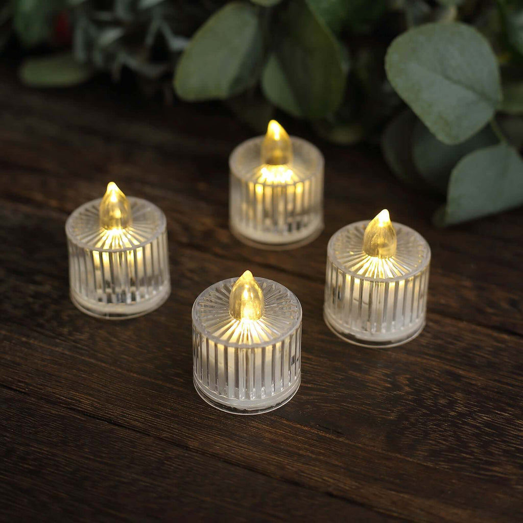12 Pack Warm White Flameless LED Tealight Candles | tableclothsfactory.com