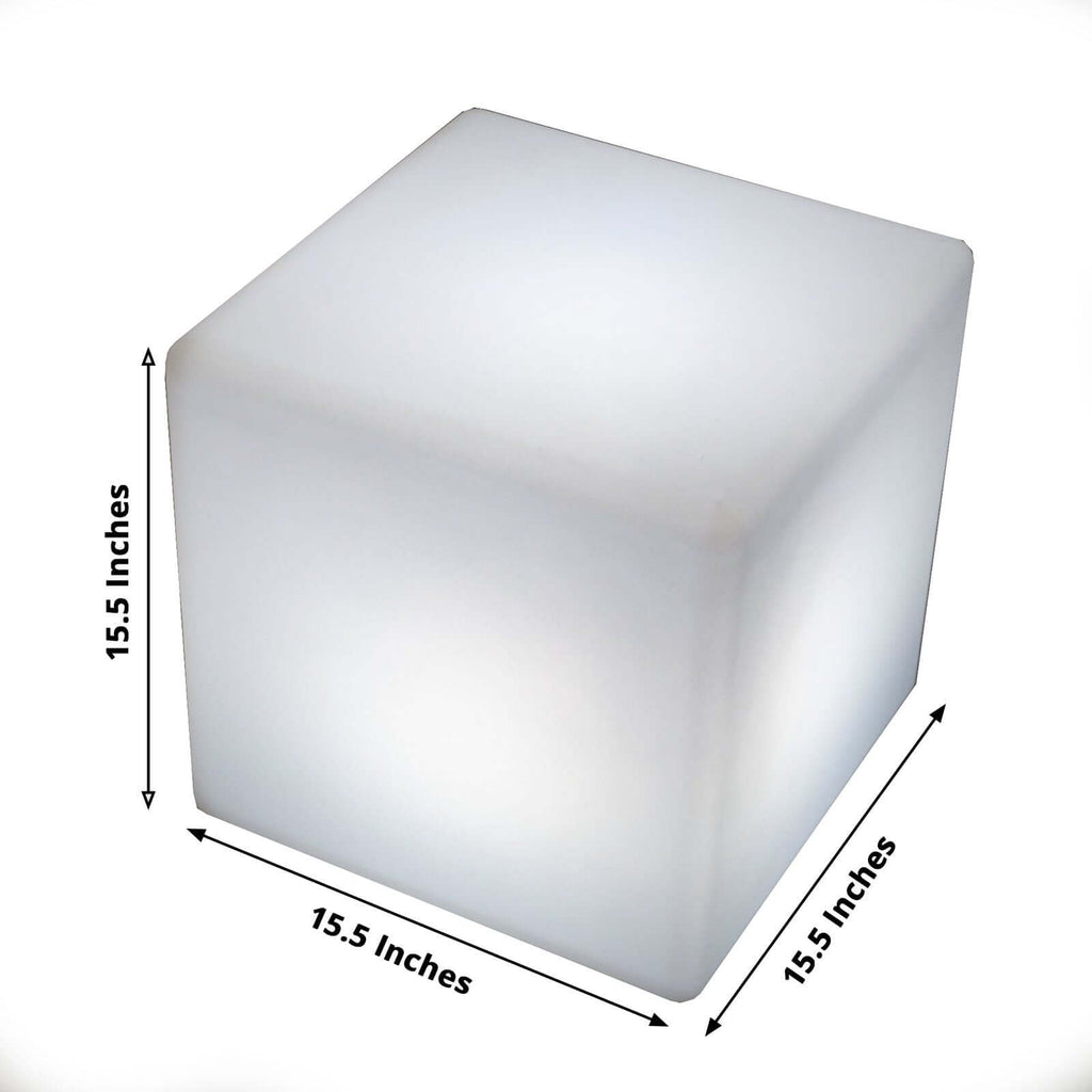 Color Changing LED Cube Table Stool 15.5" | tableclothsfactory.com