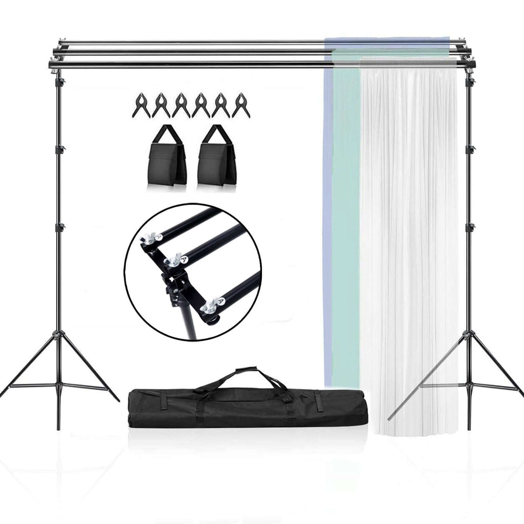 8ftX10ft Metal Triple Crossbar Backdrop Stand
