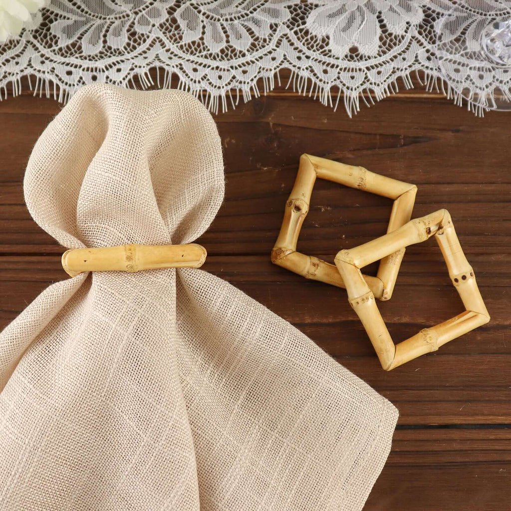 Bamboo Square Napkin Rings 4 Pack | tableclothsfactory.com