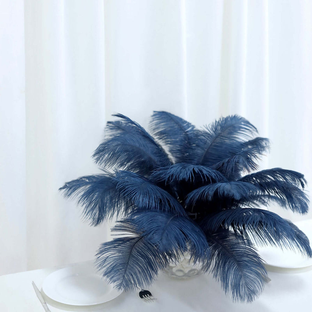 Navy Blue Ostrich Feathers 12 Pack | tableclothsfactory.com