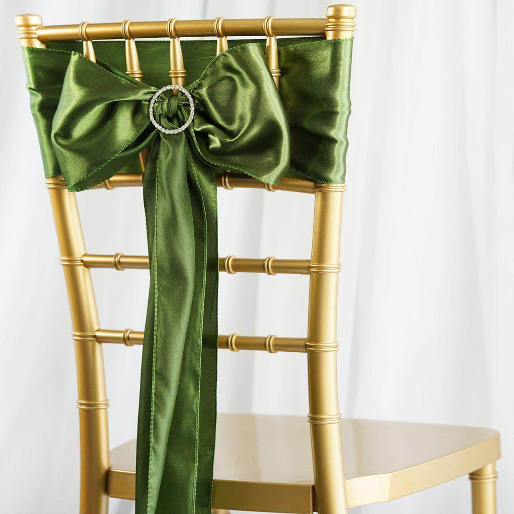 Satin Chair Sashes 6"x106" Olive Green by TableclothsFactory.com