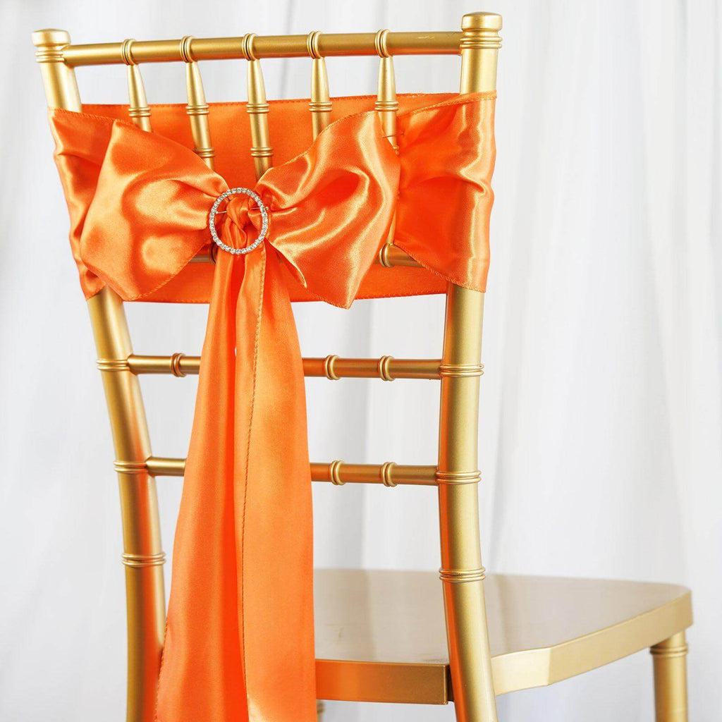 Satin Chair Sashes 6"x106" Orange by TableclothsFactory.com