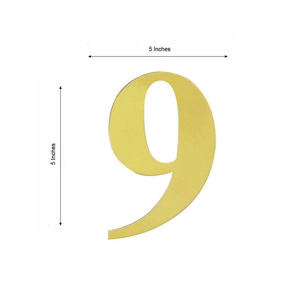 5" Gold Number Stickers "9" by TableclothsFactory.com
