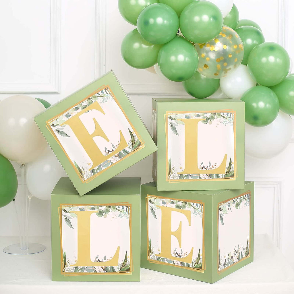 4 Pack | Green Foliage Leaves Prop Balloon Boxes