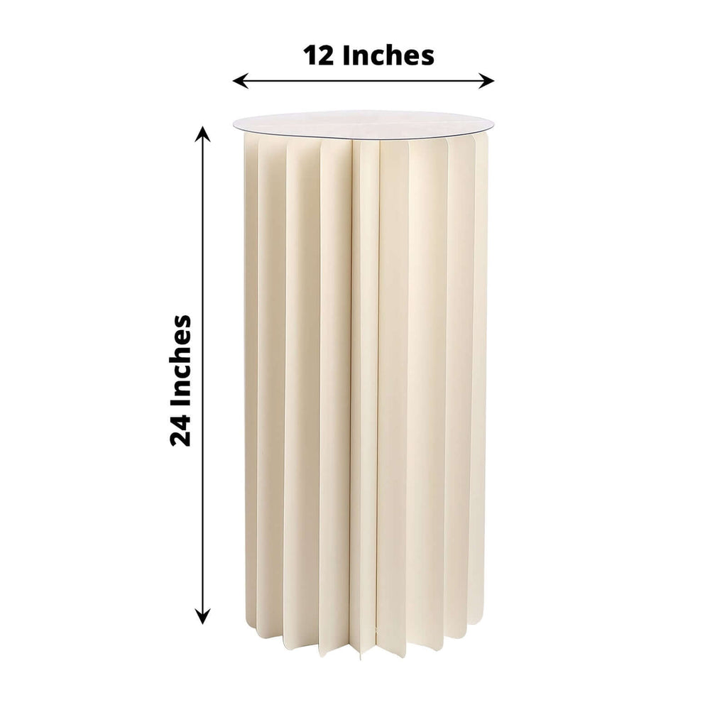 24" Ivory Cylinder Display Column Stand, Pillar