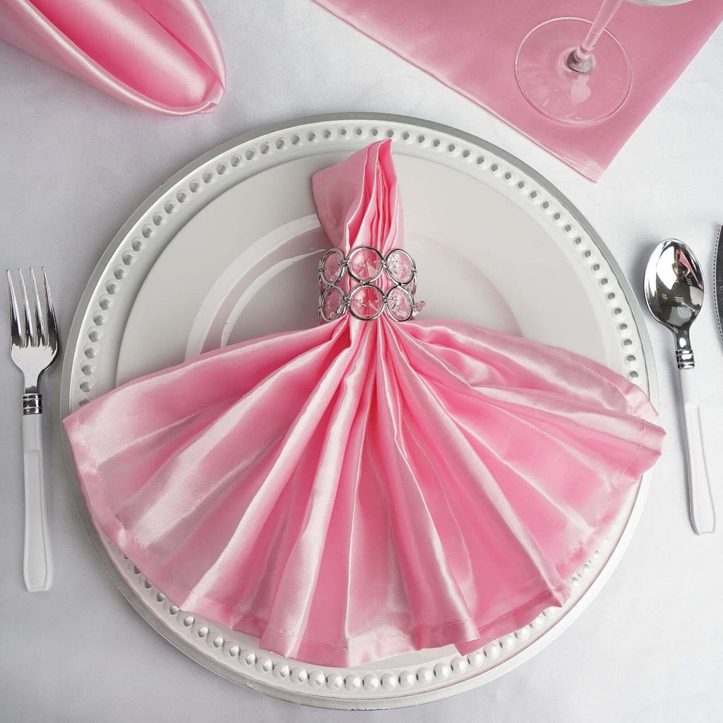 Satin Napkins 20"x20" Pink by TableclothsFactory.com