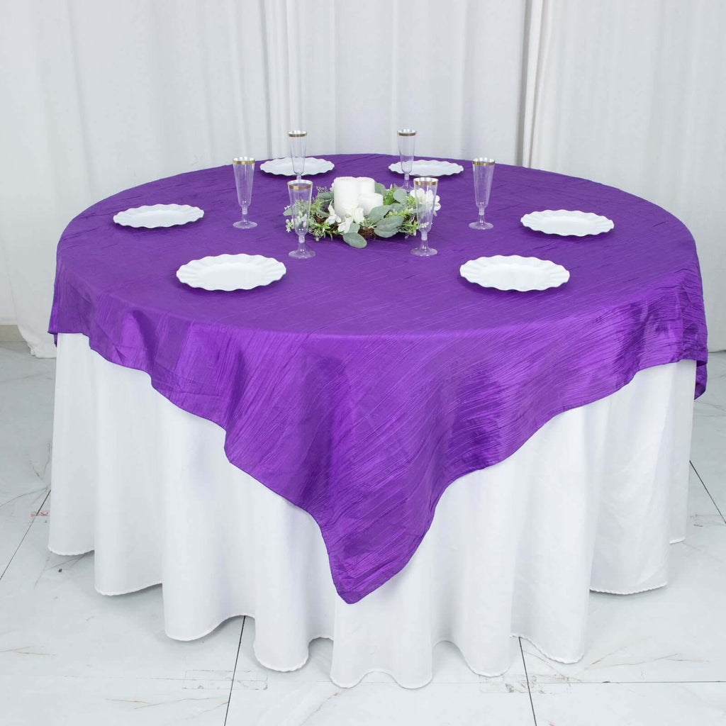 Crinkle Taffeta Overlay 72"x72" Purple by TableclothsFactory.com