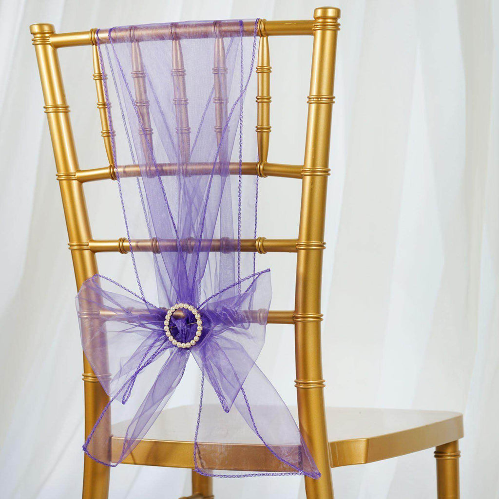 Organza Chair Sashes 6"x108" Purple by TableclothsFactory.com