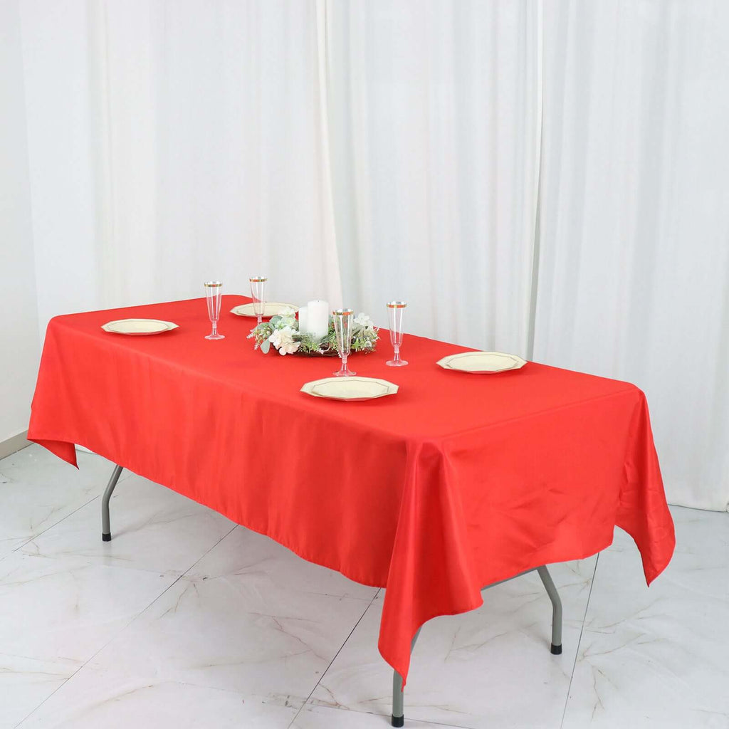 Polyester Rectangle Tablecloth 54"x96" Red by TableclothsFactory.com