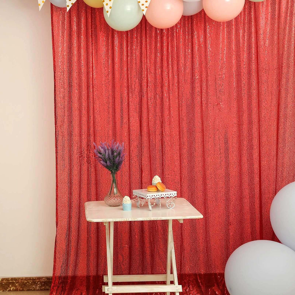 8ftx8ft Red Sequin Event Curtain Drapes | tableclothsfactory.com
