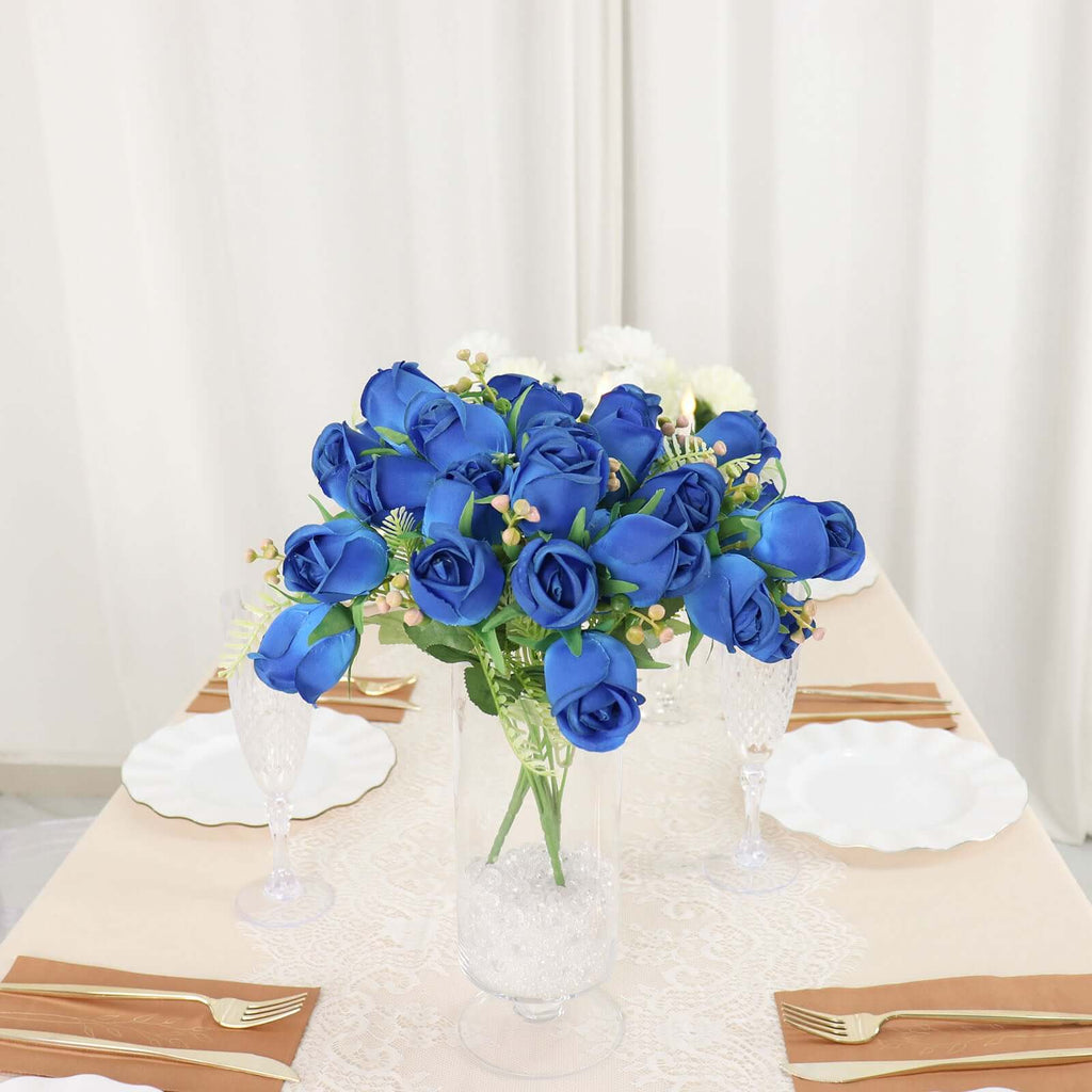 3 Pack | 13" Royal Blue Silk Rose Bud Flower