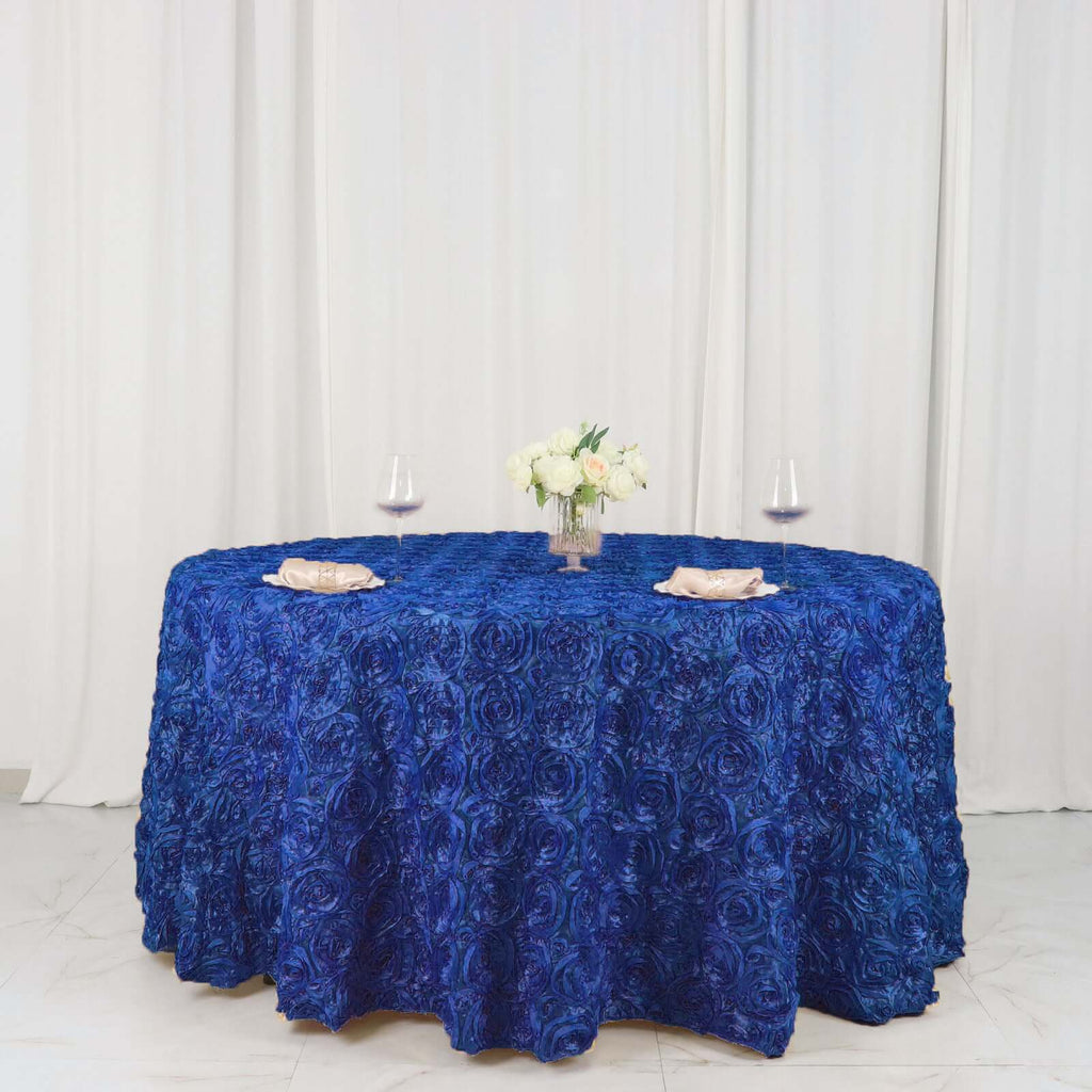 Rosette Tablecloth 120” Royal Blue by TableclothsFactory.com