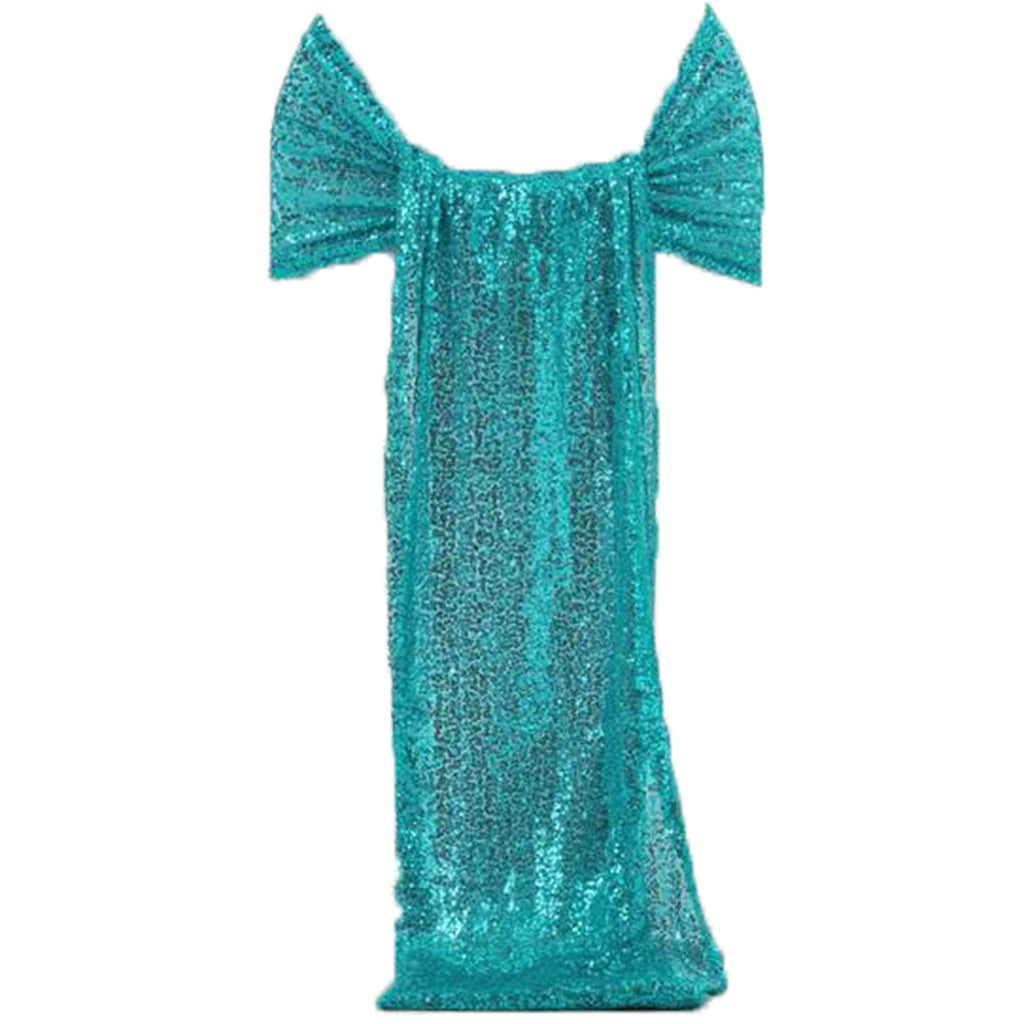 Turquoise Sequin Chair Sashes 5 Pack | TableclothsFactory
