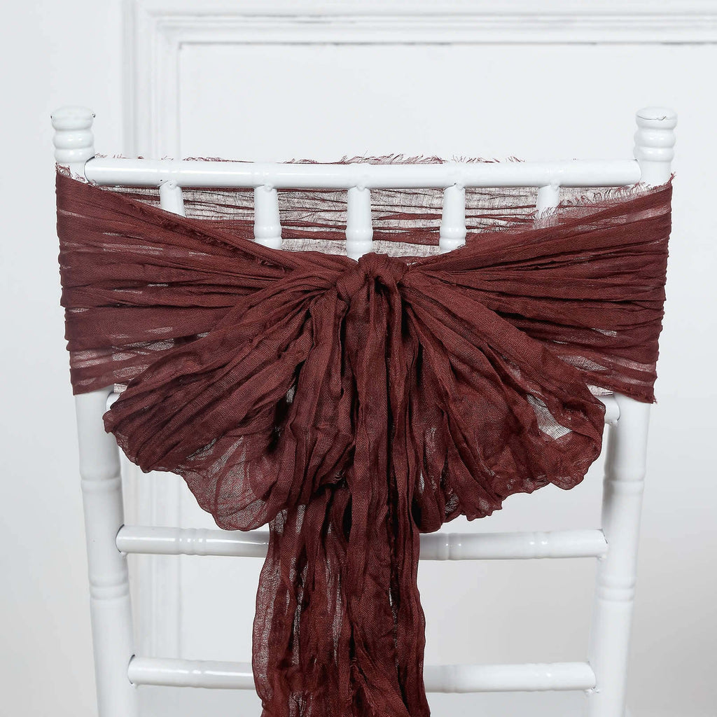 Cheesecloth Chair Sashes 16"x88" Burgundy by TableclothsFactory.com