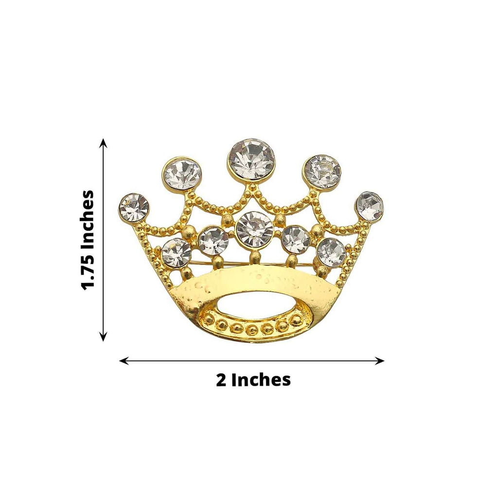 Rhinestone Crown Sash Buckle 2" Gold by TableclothsFactory.com