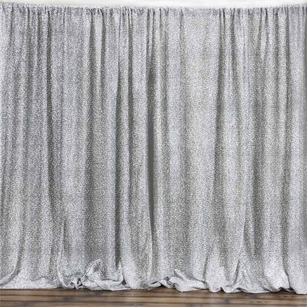 20ft Silver Metallic Shimmer Tinsel Drapes | tableclothsfactory.com