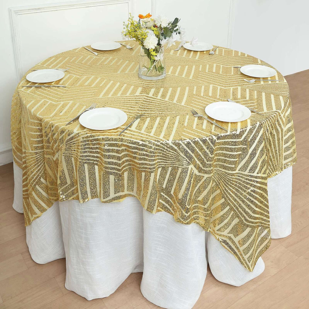 Diamond Sequin Overlay 72"x72" Gold by TableclothsFactory.com