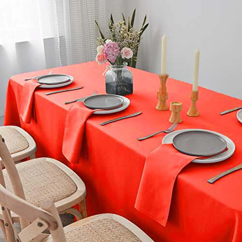 Polyester Rectangle Tablecloth 90"x132" Red by TableclothsFactory.com