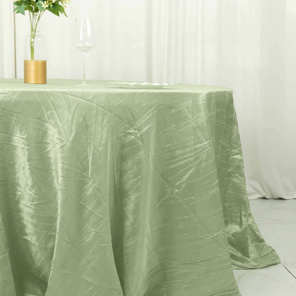 Accordion Crinkle Tablecloth 132" Sage Green by TableclothsFactory.com