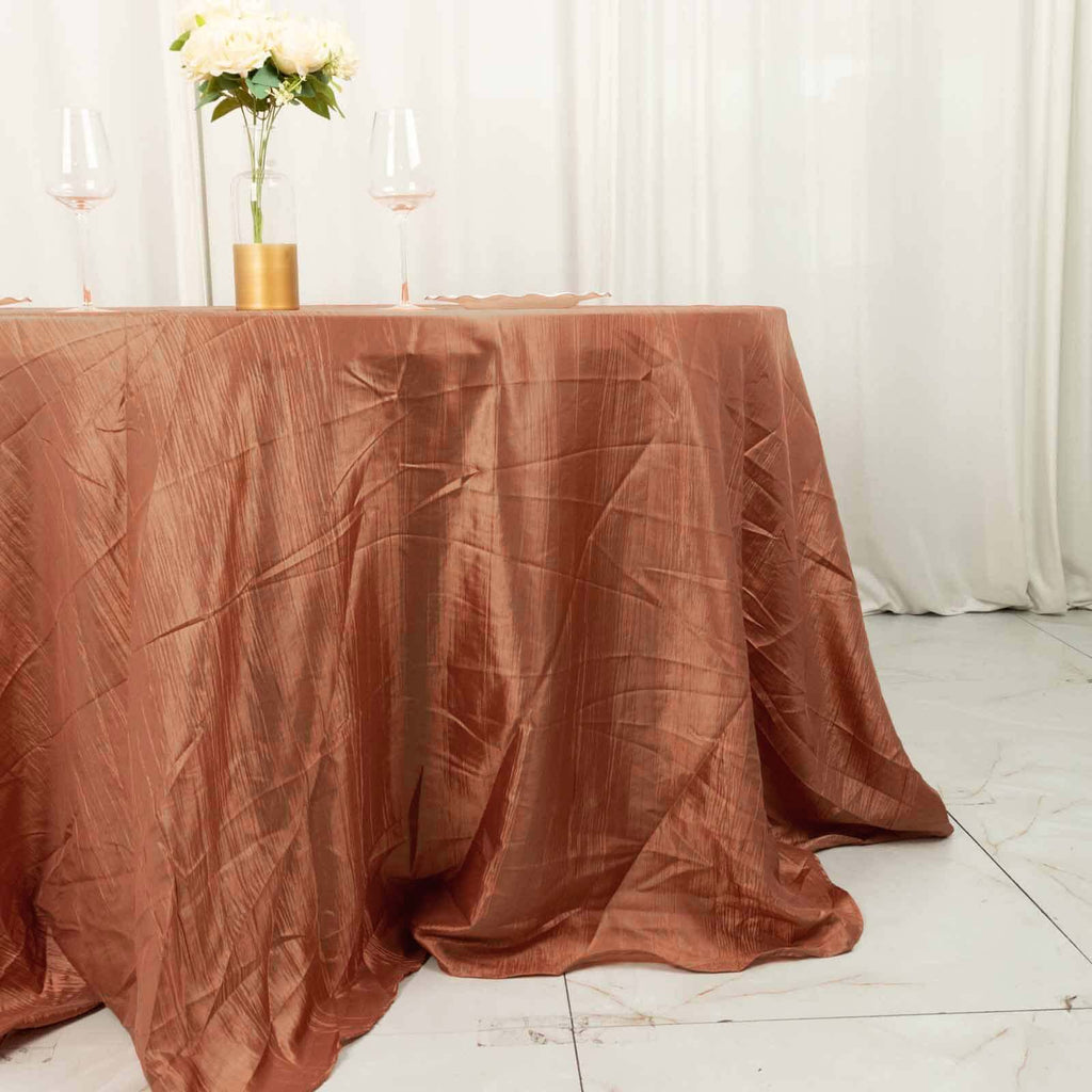 Accordion Crinkle Tablecloth 132" Terracotta by TableclothsFactory.com