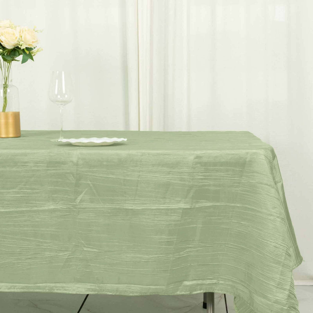 Accordion Crinkle Tablecloth 60"x102" Sage Green by TableclothsFactory.com
