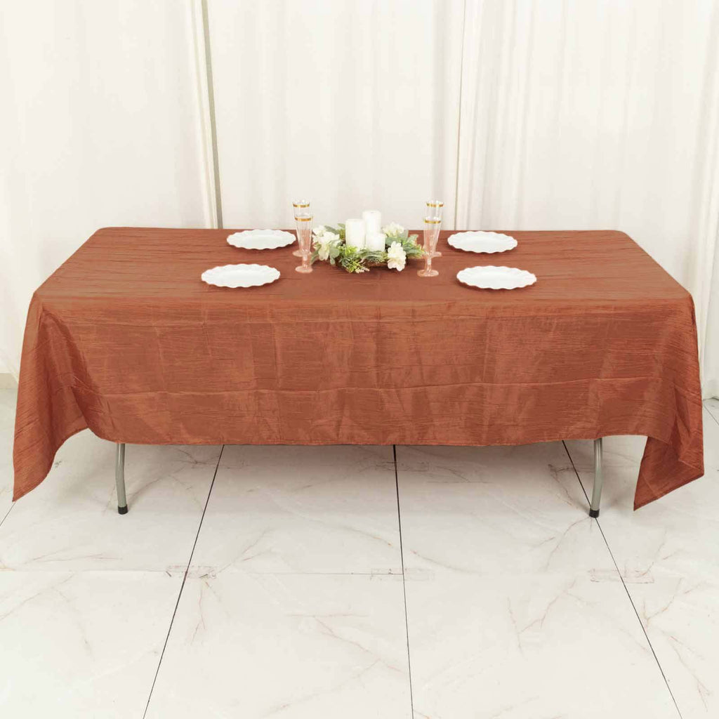 Accordion Crinkle Tablecloth 60"x102" Terracotta by TableclothsFactory.com