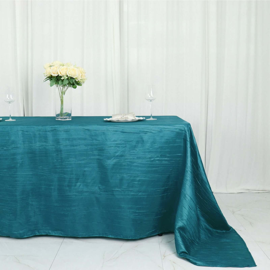 Accordion Crinkle Tablecloth 90"x132" Teal by TableclothsFactory.com
