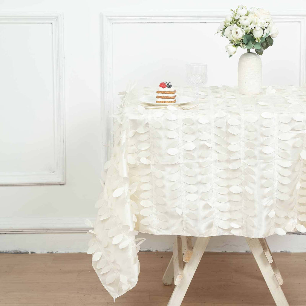 Leaf Taffeta Tablecloth 54"x54" Ivory by TableclothsFactory.com