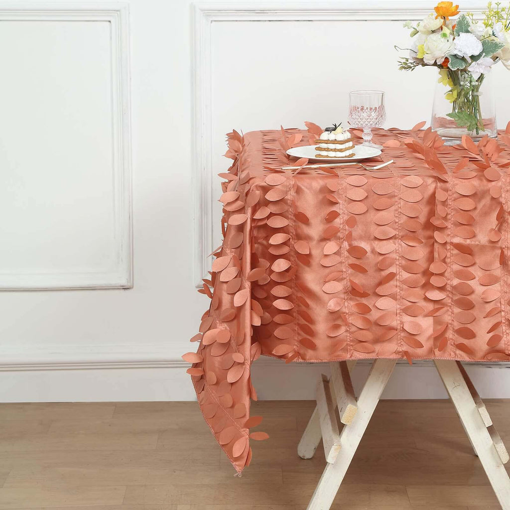 Leaf Taffeta Tablecloth 54"x54" Terracotta by TableclothsFactory.com
