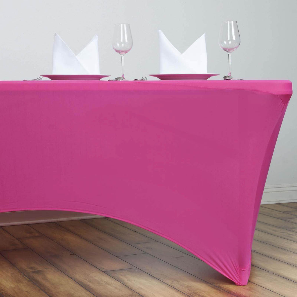 Spandex Tablecloth 6ft Fuchsia by TableclothsFactory.com