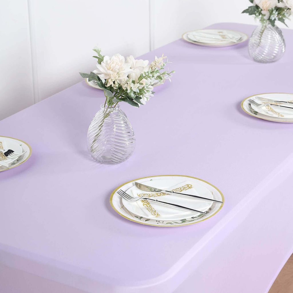 Spandex Tablecloth 6ft Lavender Lilac by TableclothsFactory.com