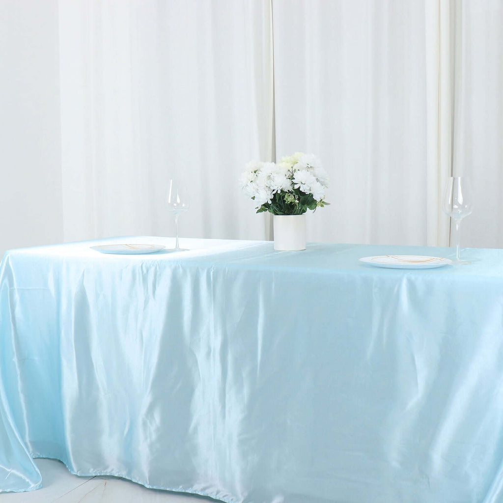 Satin Tablecloth 90"x132" Light Blue by TableclothsFactory.com