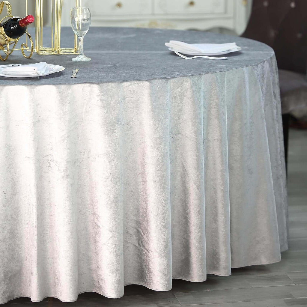 Velvet Tablecloth 120" Silver by TableclothsFactory.com