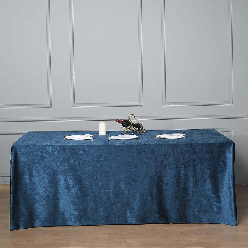 Velvet Tablecloth 90"x156" Navy Blue by TableclothsFactory.com