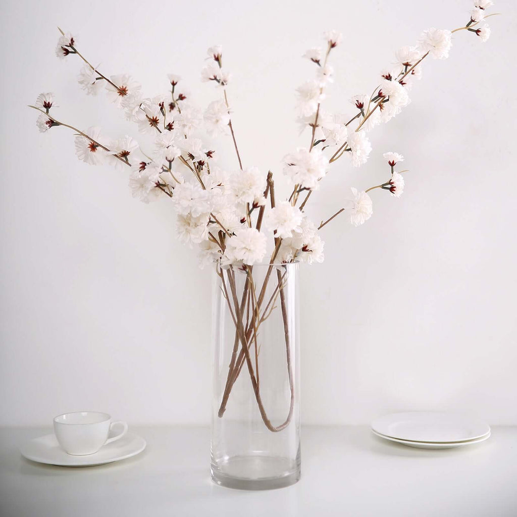 2 Branches | 42" Ivory Silk Carnation Flower Stem