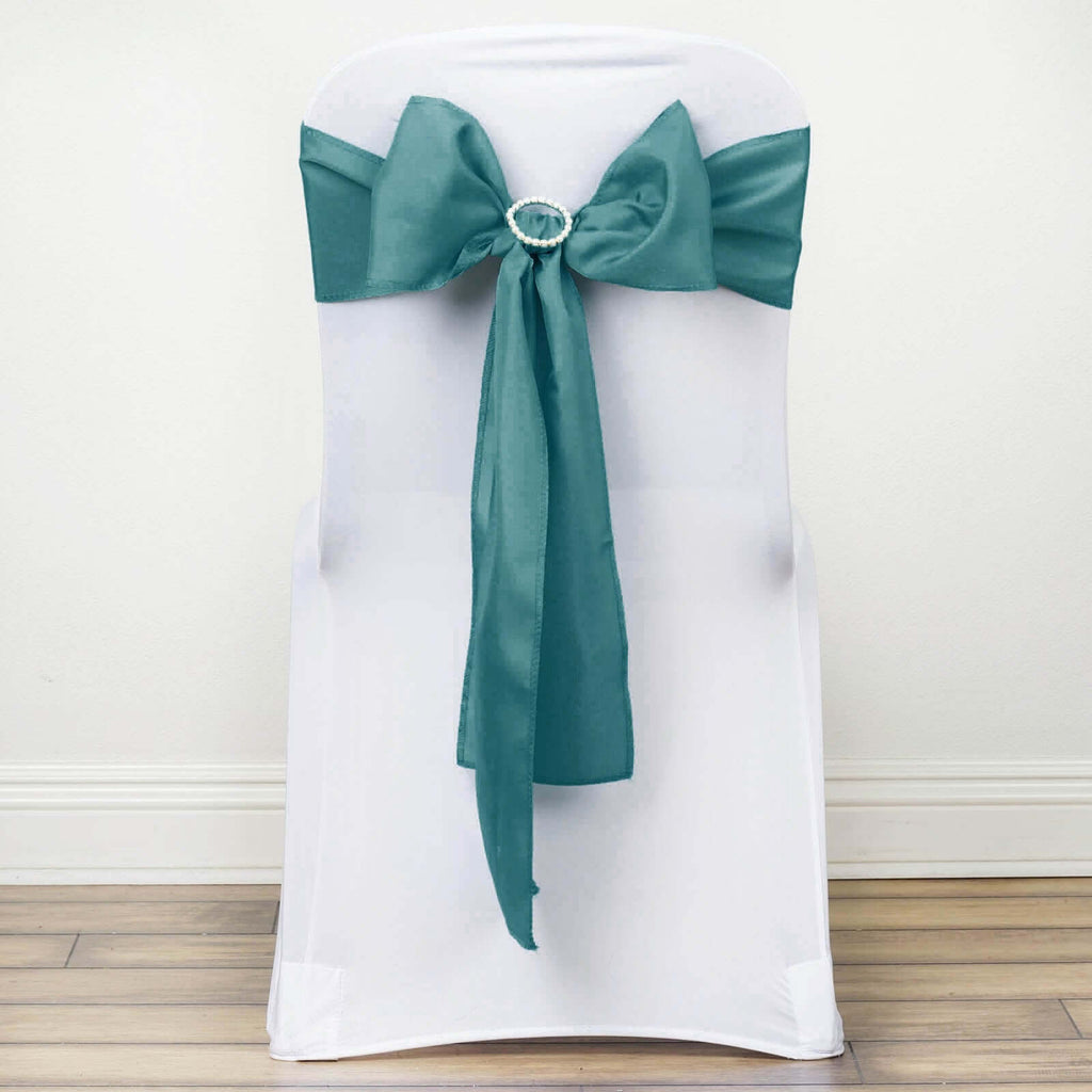 Polyester Chair Sashes 6"x108" Turquoise by TableclothsFactory.com