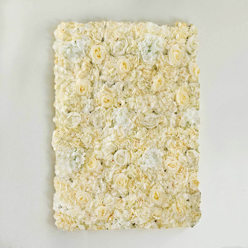 White Silk Rose Flower Mat Wall Panel 3 Sq ft | tableclothsfactory.com